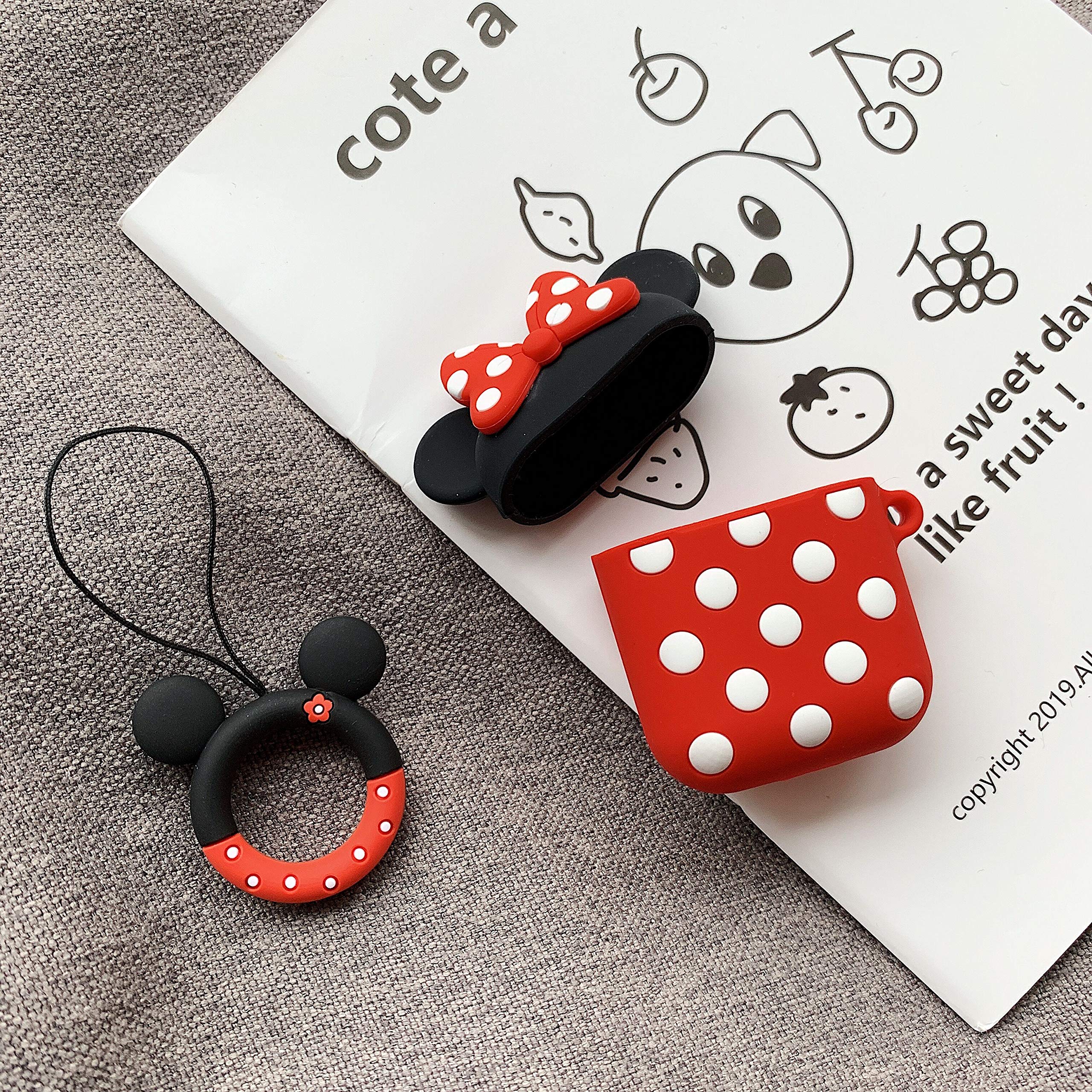iFiLOVE Compatible with Airpods Case, Cute Cartoon Airpods Cover, Soft Silicone Shockproof Protective Case Cover Skin with Ring Buckle Holder for Apple Airpods 1 & 2 Charging Case(#2)