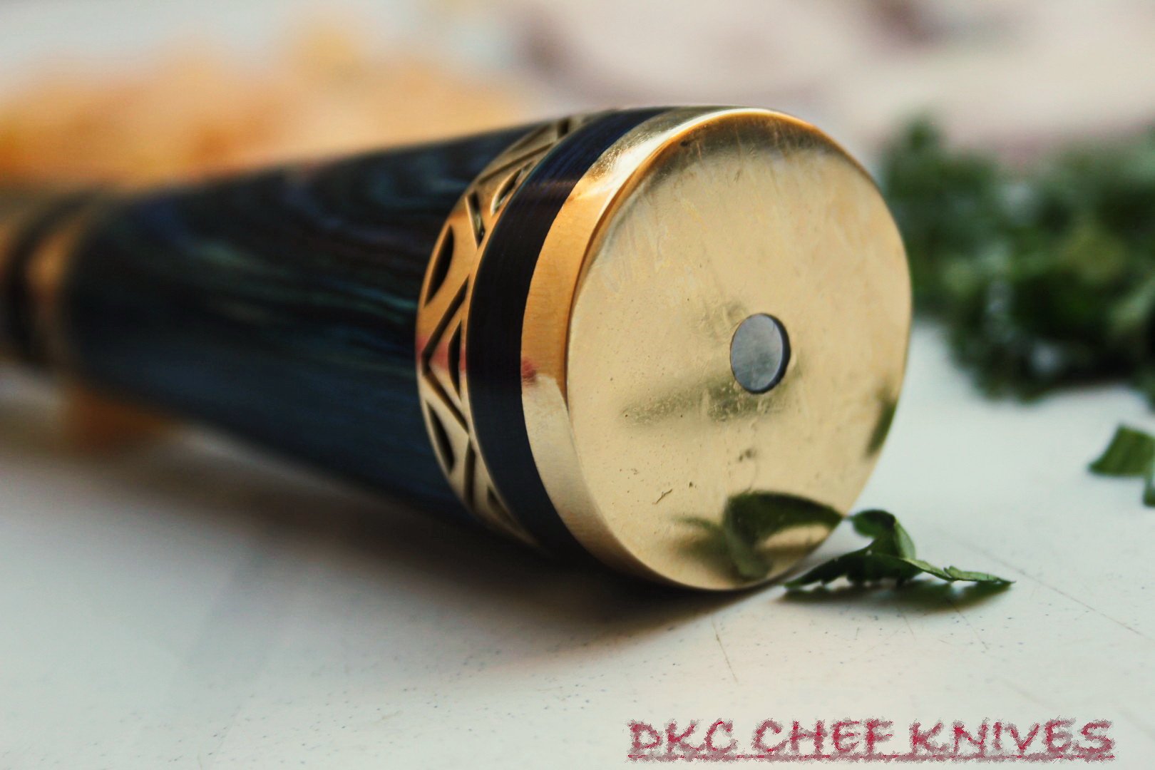 (6 7/18) DKC-533-DS-BL Grand Master Chef Knife Blue Handle Damascus Steel DKC Knives 16.8 oz 12" Long 7.5" Blade (Blue Handle Damascus Blade)