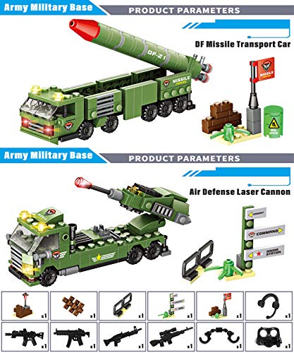 1162 Pieces Army Military Base Building Blocks Set, Army Combat Force Bricks Toy with Army Vehicle & Airplane, with Blocks Storage Box, Pretend War & Action Roleplay Toy Gift for Kids Boys Girls 6-12