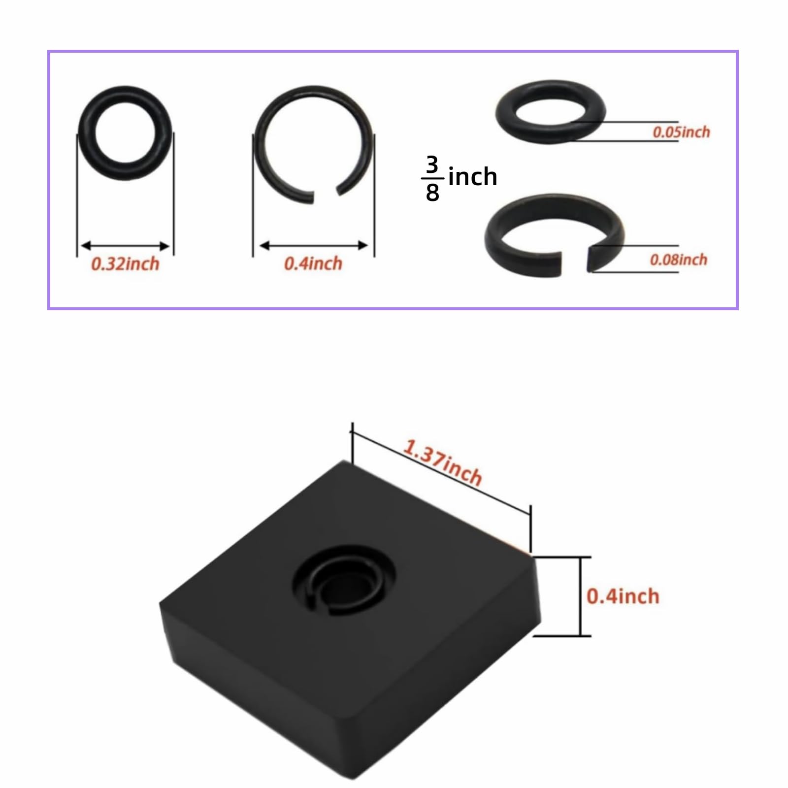 (3+3Sets) 1/2β and 3/8" Impact Retaining Ring Clip Impact Friction Ring with O-Ring for Milwaukee Electric/Pneumatic Type Impact Wrench, Retainer Ring Anvil Install Tool Included