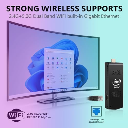 [1TB Stick PC] Mini PC Stick Windows 11 Pro,PC Stick Equipped 1TB SSD M.2 SATA 3 Storage,8GB RAM,Intel J4125 Processor,Support WiFi,BT,Auto Power on,Business/Travel Pocket Computer