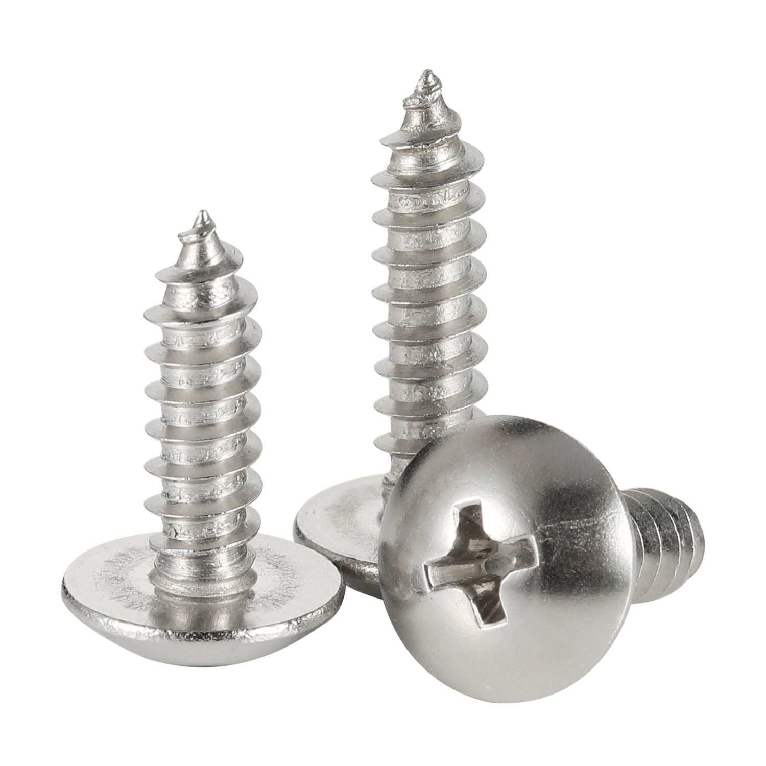 #10 x 1 Truss Head Sheet Metal Screws Wood Screws, 304 Stainless Steel 18-8, Self Tapping, 100 PCS