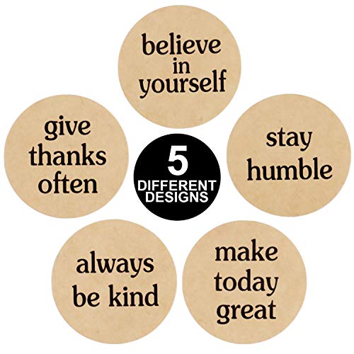 1000 Pieces Be Kind Stickers Motivational Saying Stickers Natural Kraft Inspirational Sealing Stickers for Office Home Party, 5 Styles, 1.5 Inches
