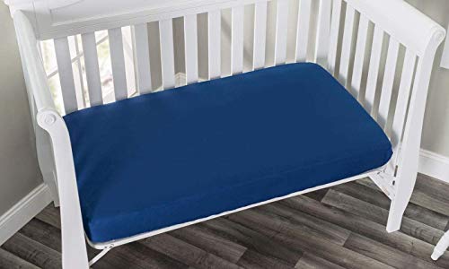 100% Jersey Knit Cotton Fitted Crib Sheet, for Standard Crib and Toddler Mattresses Solid Navy, Soft & Breathable, for Boys and Girls, Size 28"x 52"x 9’’ Pack of 2
