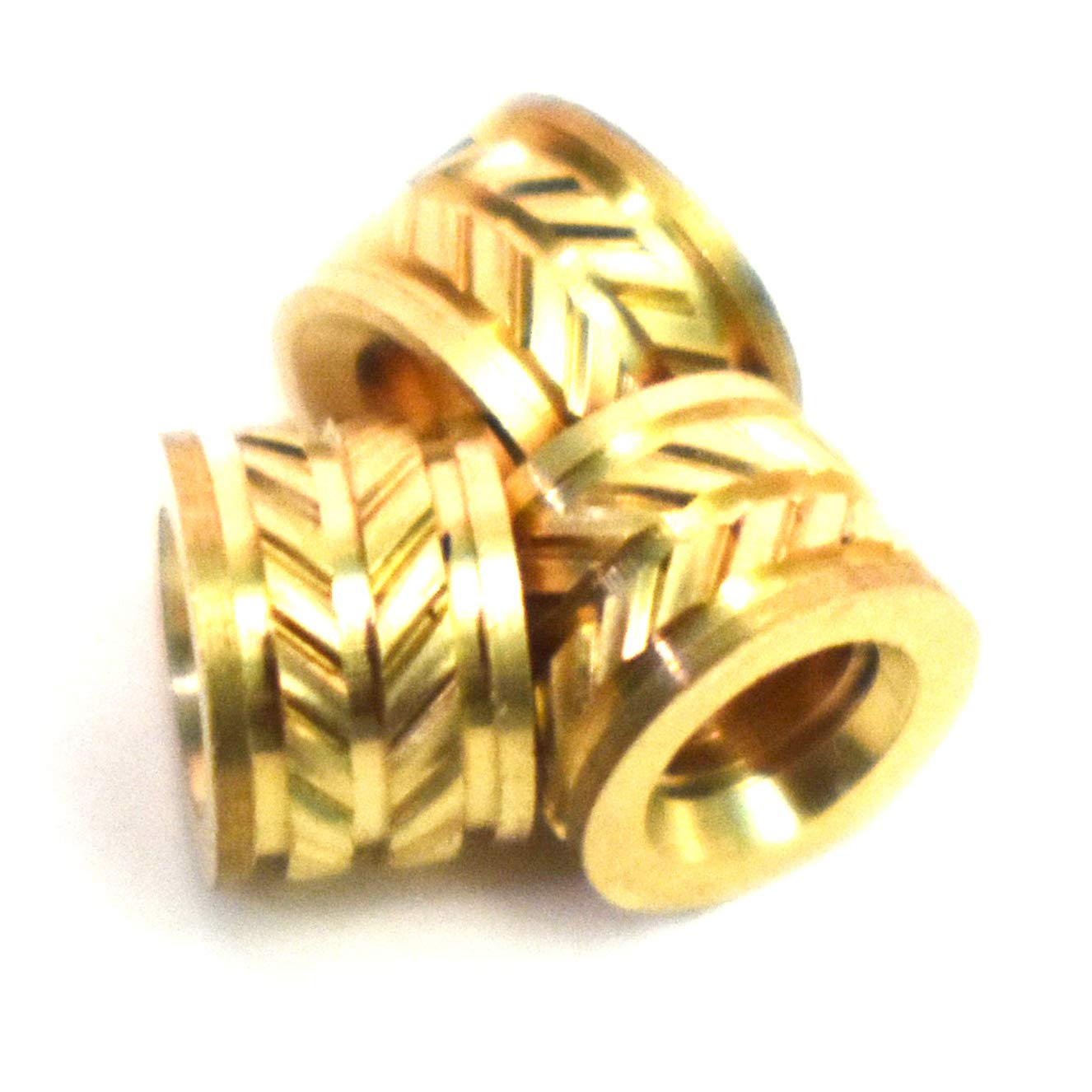 [ J&J Products, Inc ] 6-32 Brass Insert 100pcs, 0.219 in OD, 0.15 in Length, Female 6-32 Thread, Press Fitting or Injection Molding Type, 100 pcs