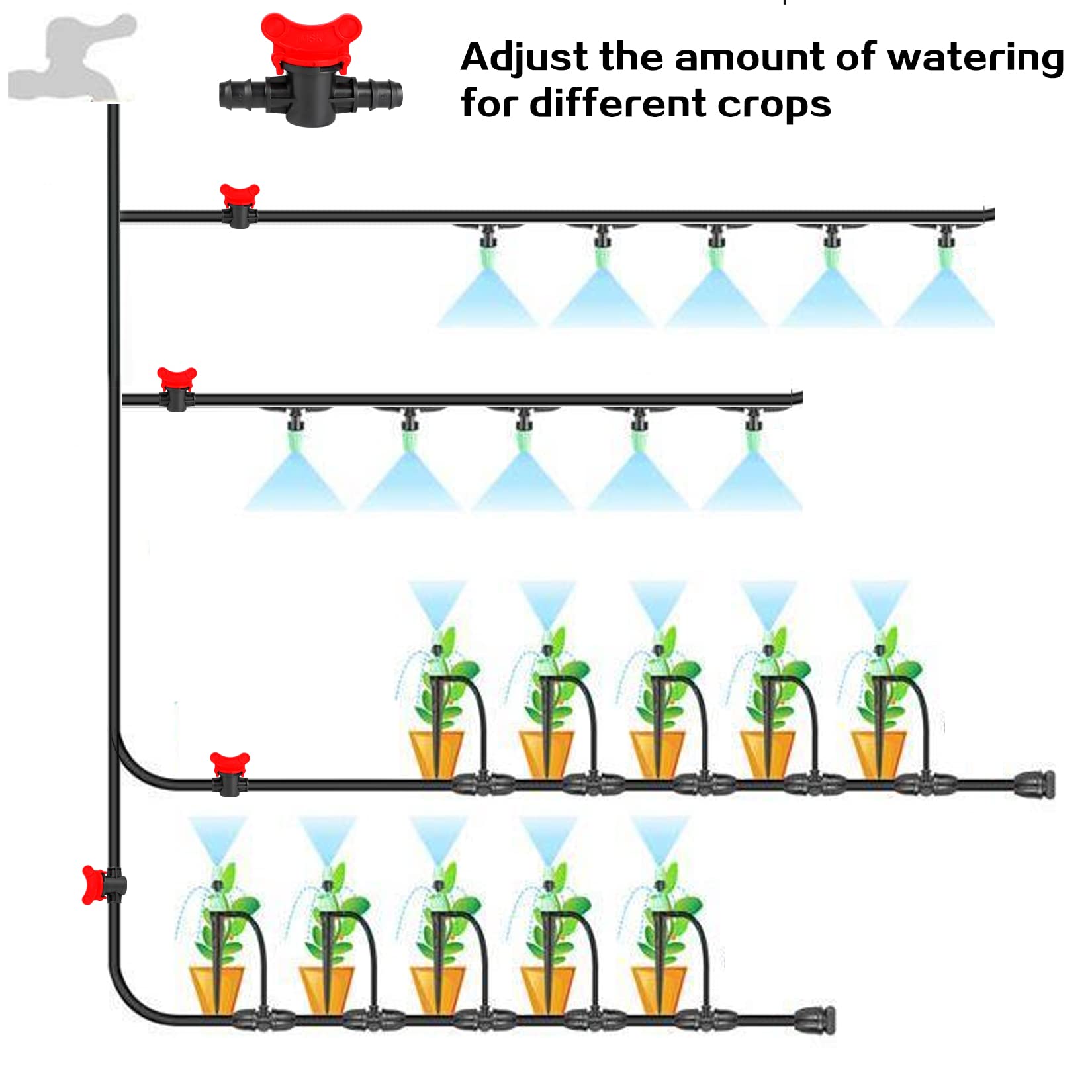 Hottche drip irrigation parts Barbed Ball valve 16mm 1/2 inch drip irrigation tubing shut off valve 10pack