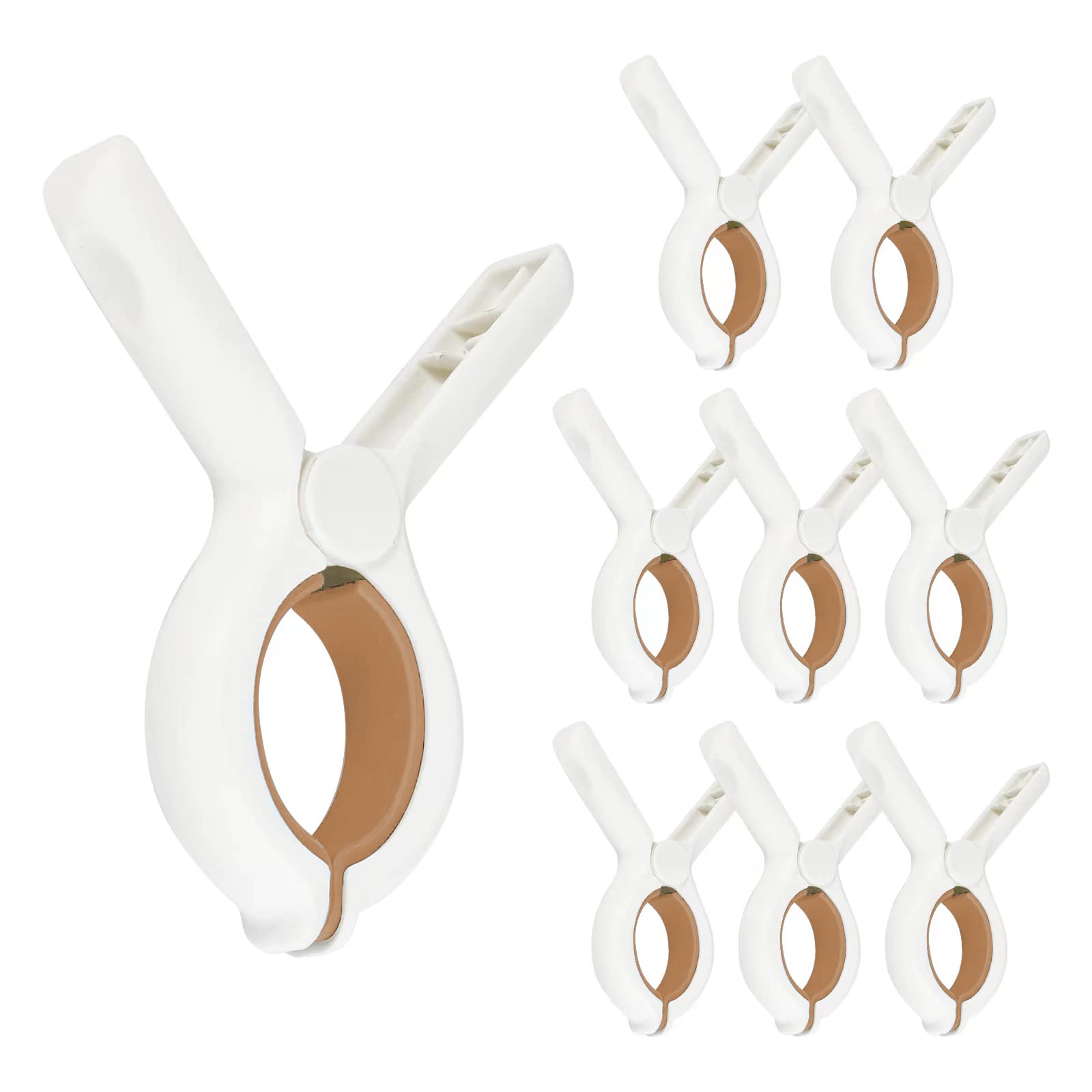 TRENDYSUPPLY 9 Pack Beach Towel Clips, Plastic Clothespin, Heavy Duty Laundry Clips to Keep Your Towel, Clothes, Blankets from Blowing Away, Strong Clamps for Cruise Chairs(Khaki)