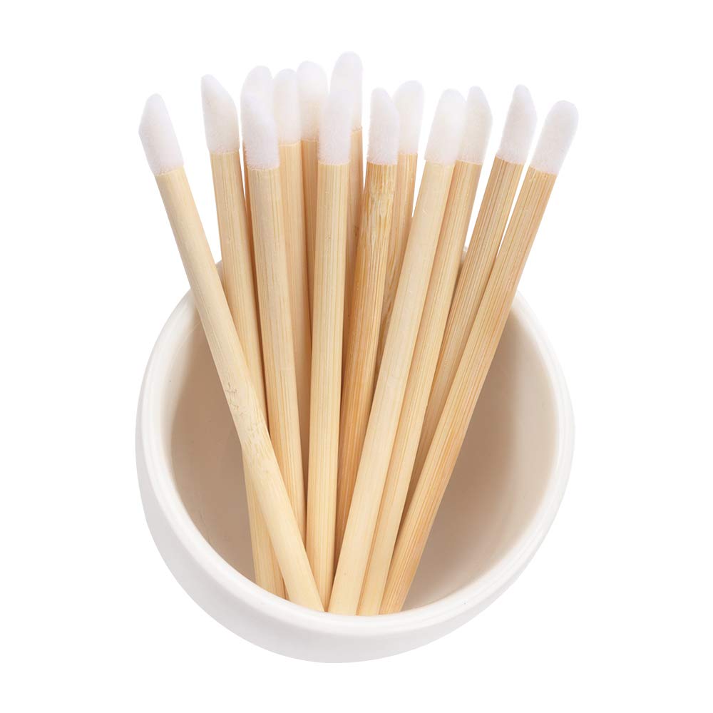 100pcs Bamboo Mascara Wand and Lip Brush,Eyelash Brush Eyebrow Extension Lipstick Tattoo Applicator Makeup Brush Tool(50pcs Mascara Wand 50pcs Lip Brush)