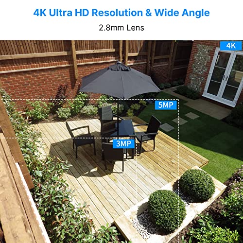 [121°Wide View Angle] Hiseeu 4K Camera PoE Camera,8MP IP Camera Outdoor&Indoor,3840*2160,100ft Night Vision,1-Way Audio, WDR, Human/Vehicle Detect, IP67 Waterproof,Work w/PoE NVR Home Surveillance Kit