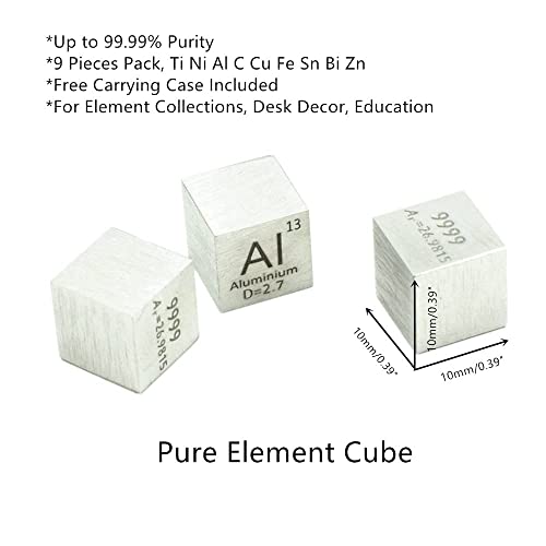 0.39" Element Cube Set 10mm Density Cubes for Periodic Table Collection Up to 99.99% Purity (0.39β, 9-01)