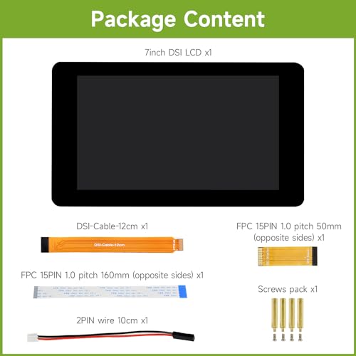 Waveshare 7inch Capacitive Touch Display, Compatible with Raspberry Pi 5/4B/3B/Zero/Zero W/Zero 2W/Pico/Pico W/Pico WH, 800×480, DSI Interface