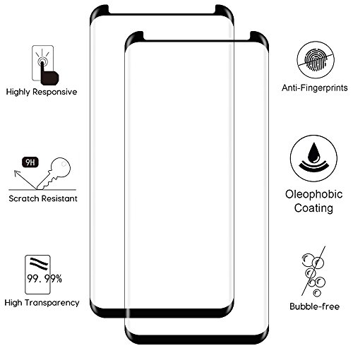 【2-PACK 】Coolpow Designed for Samsung Galaxy S9 Screen Protector Samsung S9 Screen Protector Tempered Glass Film, Case Friendly, Anti-Bubble, 3D Curved, Full Coverage, HD Clear【 NOTE: not for S9 Plus 】