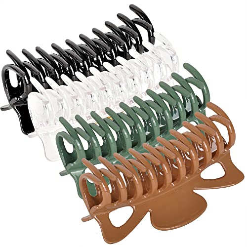 79Style Large Banana Hair Clips for Women - Jumbo Plastic Hair Claws and Extra Long Jaw Barrettes for Thick, Long Hair (Coffee-4Pcs-4.7Inch)