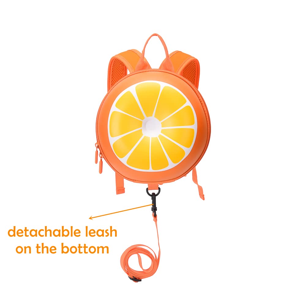Kids happy Toddler Backpack with Leash,Child Safety Harness Backpack,Kids Backpack Harness Leash,Toddler Waterproof Backpack with Leash, Fruit Pattern,for Age 1-10 Years (Orange), 9x9x4 inch (LT010)