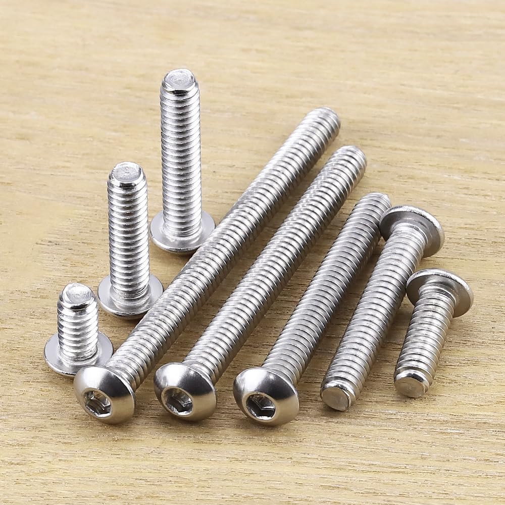 #10-32 x 3/4" (50 PCS) Button Head Socket Cap Bolts Screws, 304 Stainless Steel 18-8, Allen Hex Drive, Full Thread