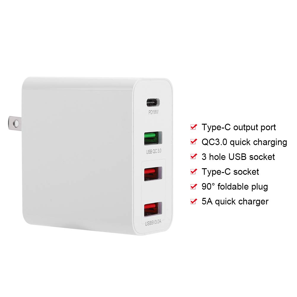 γππ‘π«π’π¬ππ¦ππ¬ ππ’ππγ 18W Charger, High Temperature Resistance 4 Port Charger, Durable PD Dual Chip Built-in Intelligent Chip for Traveling Outdoor Business(U.S. regulations)