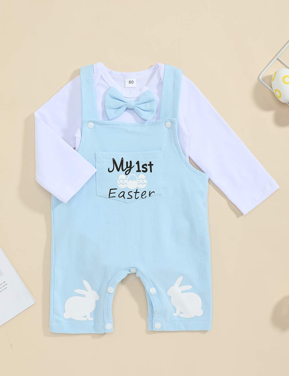 Xuuly Baby Boy Easter Outfit Cute Gentle Romper Top Overall Pant Sets My First Easter Baby Boy Outfit