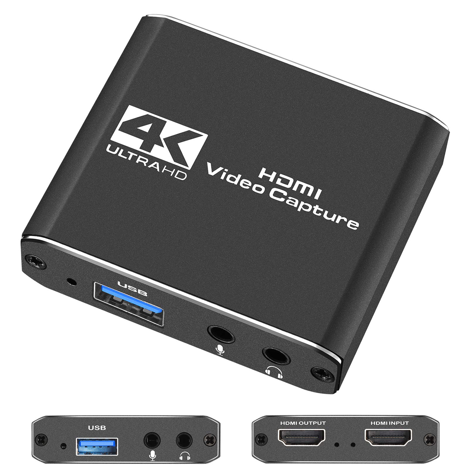 TKHIN Capture Card, Audio Video Capture Card with Microphone 4K HDMI Loop-Out, 1080p 60fps Video Recorder for Gaming/Live Streaming/Video Conference