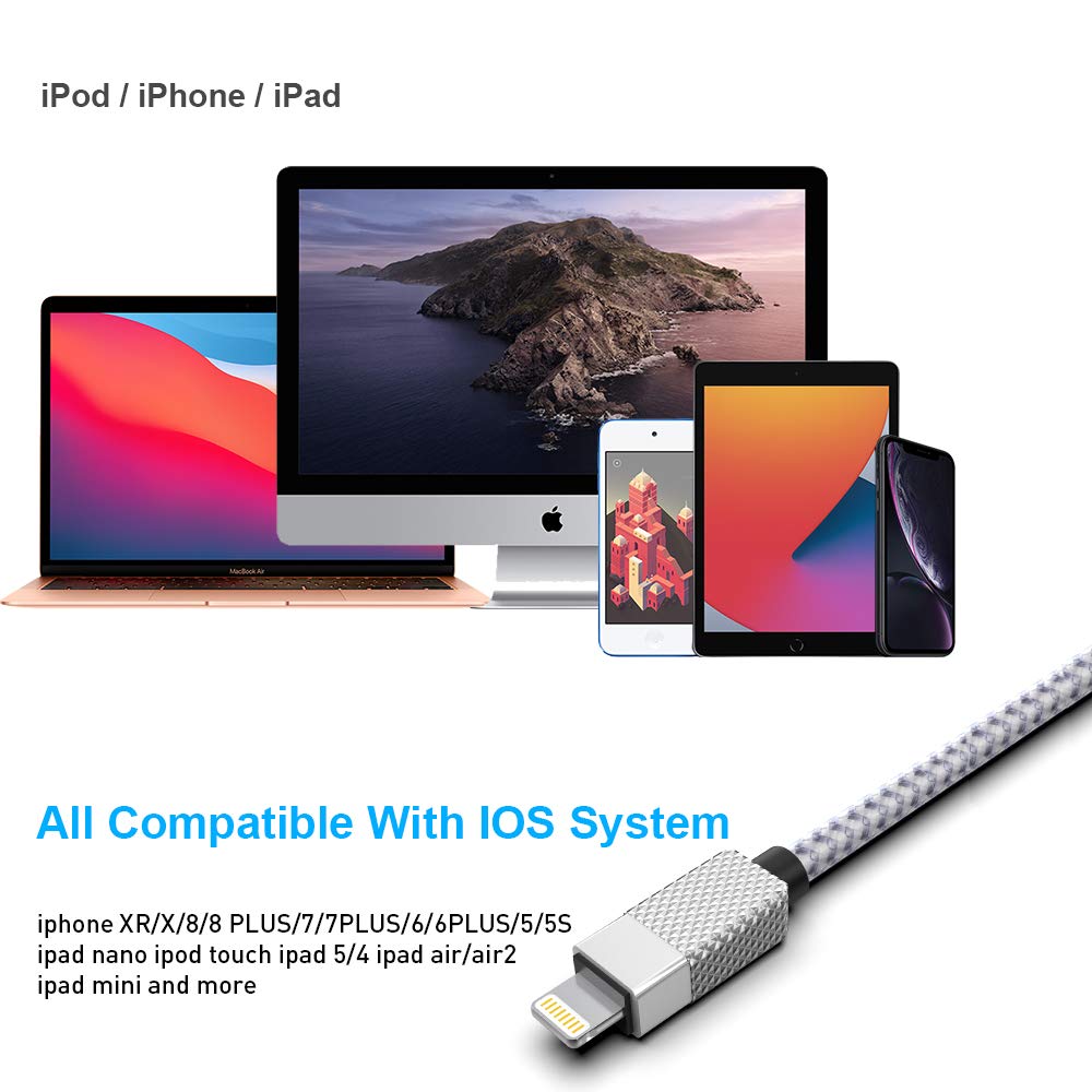 [MFi Certified] iPhone Charger 16FT/5M Lightning Cable Extra Long iPhone Charging Cord Nylon Braided Fast Apple Charger Cable iPhone 12 11 Pro X XS Max XR/8 Plus/7 Plus/6/6s Plus/5s /5c/Pad Mini Air