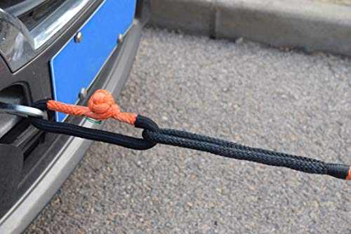 1/2"*20ft Kinetic Recovery Rope,1/2" Energy Rope, Kinetic Rope,Double Braided Nylon Rope (Black)