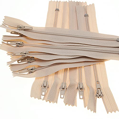 #3 Beige Nylon Coil Zipper Closed End Zippers Bulk for DIY Tailor Sewing Crafts,Bags,Purses(20 PCS/Pack,16 Inch) SHUNLI
