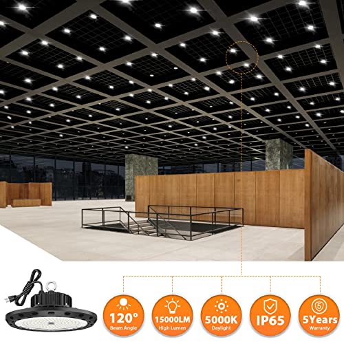 100W UFO LED High Bay Light 15000lm 5000K IP65 UL Approved 6' Cable with US Plug Alternative to 400W MH/HPS widely Used for Warehouse Shop Workshop Industrial Factory