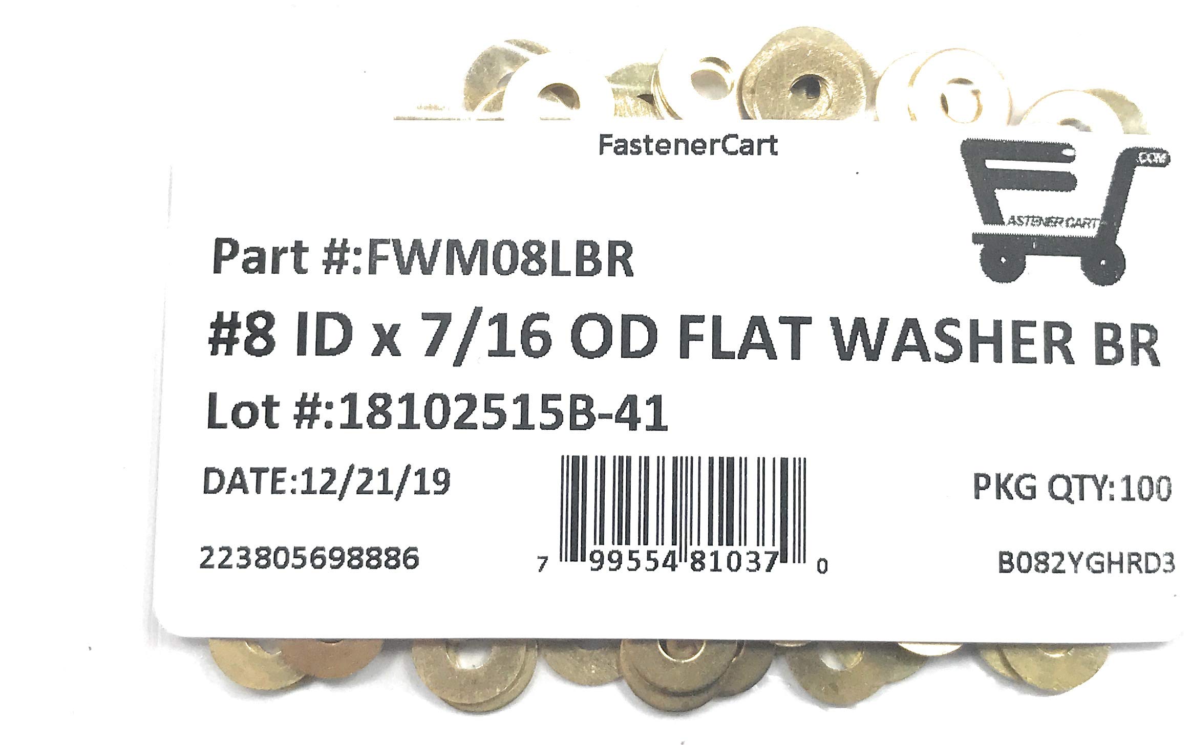 #8 ID x 7/16 OD Solid Brass Flat Washer (100 Pieces)
