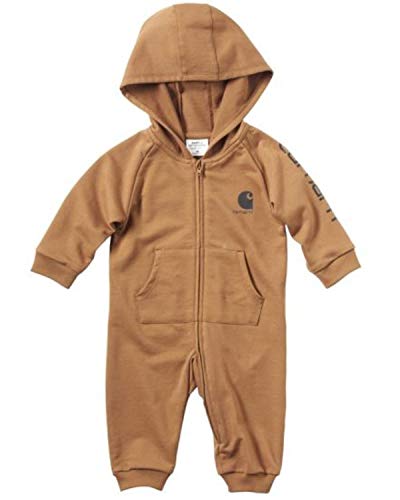 Carhartt Baby Boys Hooded Coverall, Fleece Carhartt Brown, 12 Months US