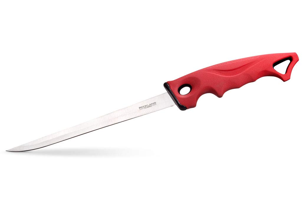 Rockland Guard Narrow Fillet Knife, 8 Inch Blade With Protective Sheath - Non-Slip Easy To Grip Handle, Tapered Flex Stainless Steel Blade.