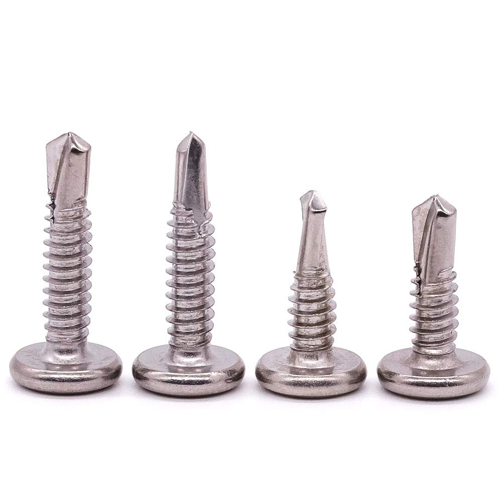 #12 x 3/4" Flat Socket Head Self Tapping Screws Sheet Metal Screws 50 of Pack, 410 Stainless Steel Self Drilling Screws, Bright Finish