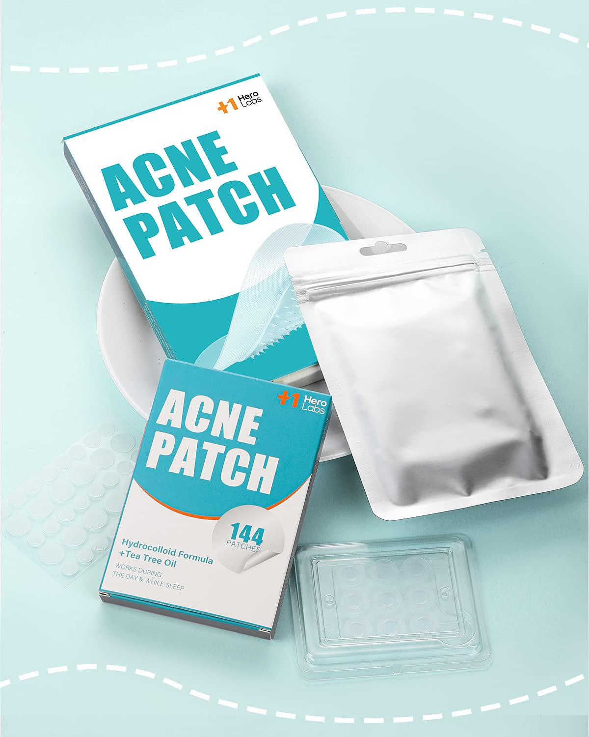 +1HEROLABS Microdart Acne Patch (18 Patches) - Hyaluronate, Salicylic Acid, Vitamin C, Microdart Pimple Patch for Deep, Early Stage and Hidden Pimples (18 Count (Pack of 1))