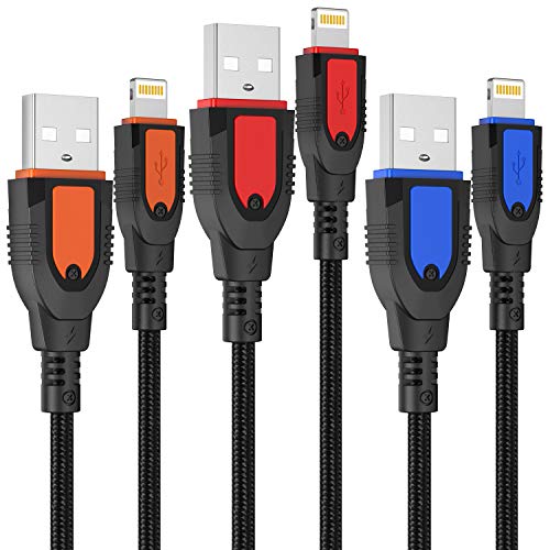 Ofuca iPhone Charger Cable 10FT, 3Pack 10FT/3M Lightning Cable Durable Nylon Braided Fast iPhone Charging Cable Cord Compatible with iPhone 11 Pro Max XS XR X 8 7 6 Plus 5, iPad, iOS
