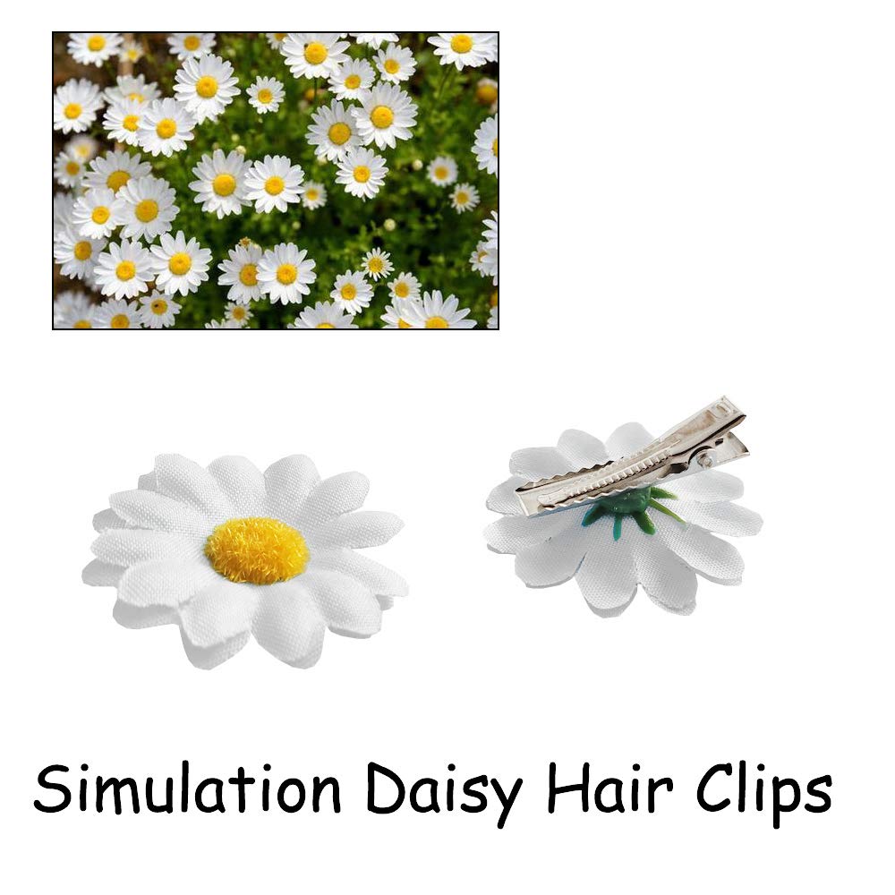 [12 Packed] Women Sweet Daisy Hairpin Side Bridesmaid Hair Clip Beach Wedding Flower Hair Accessory