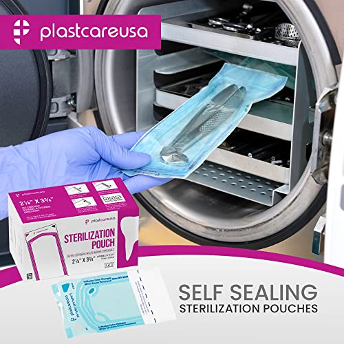 1000 2.25 X 2.75 Self Sterilization Pouches for Dental Offices, Autoclave Sterilizer Bags Pouch for Dentist Tools, for Cleaning Tools, 200 Pouches Per Box, 1 Box of Paper Blue Film…