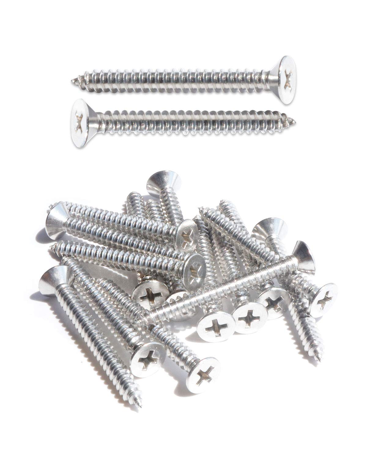 #10 x 1-3/4" Wood Screws, Self-Tapping Cabinet Screws 25pcs, Flat Head 18/8 Stainless Steel Sheet Metal Screws Countersunk Phillips Drive for Indoor and Outdoor Wooden Working by IMSCREWS