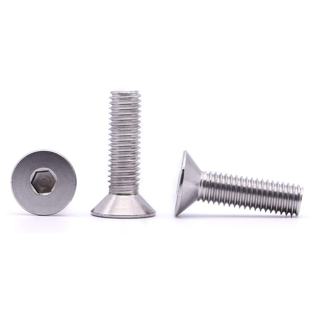 #10-24 x 1/2" Flat Countersunk Head Socket Cap Screws, 304 Stainless Steel 18-8 SS, Full Machine Thread Coverage, Allen Hex Drive, 50 PCS