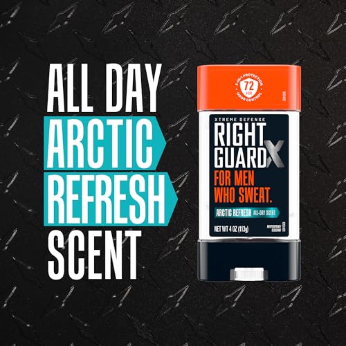Right Guard Xtreme Defense Antiperspirant & Deodorant Gel | 5-in-1 Protection For Men | Blocks Sweat 2X Longer | 72-Hour Odor Control | Arctic Refresh Scent, 4 oz. (4 count)