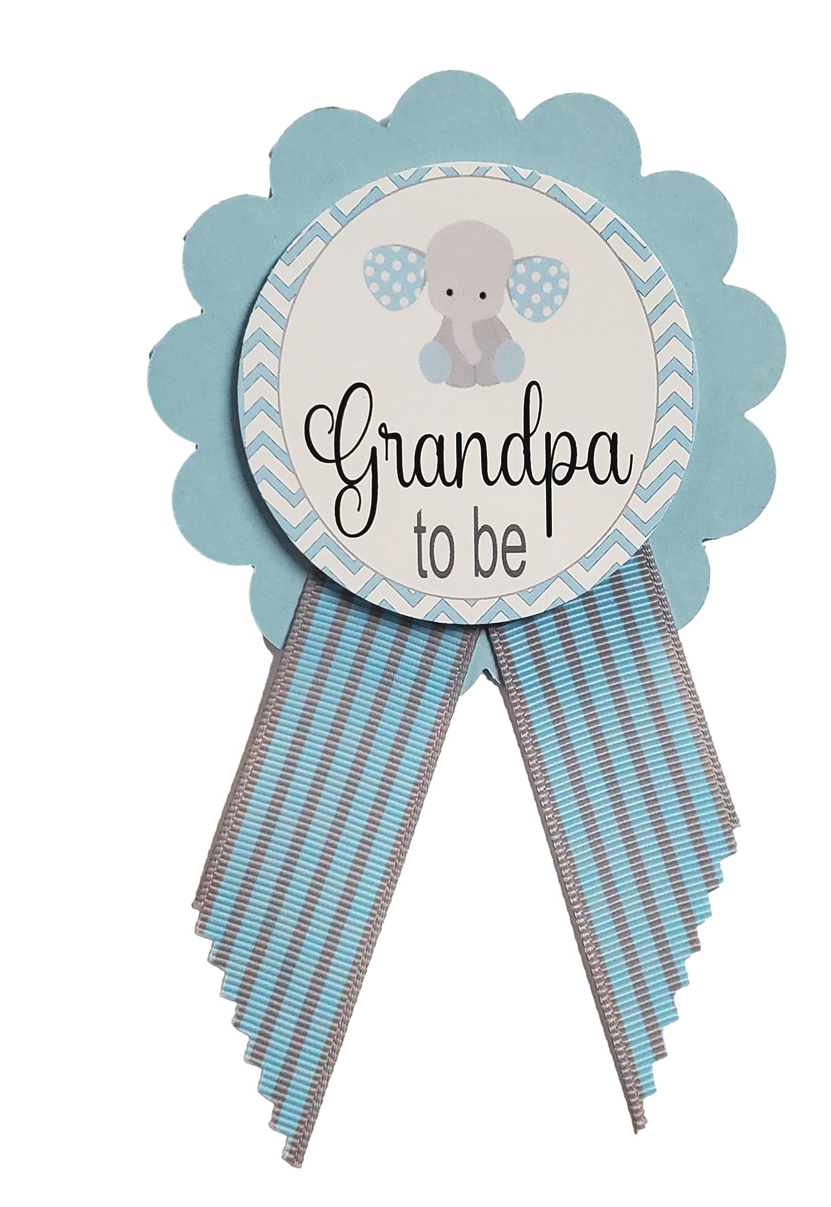 Grandpa to Be Pin Elephant Baby Shower It's a Boy for grandparents to wear, Blue & White, Baby Sprinkle