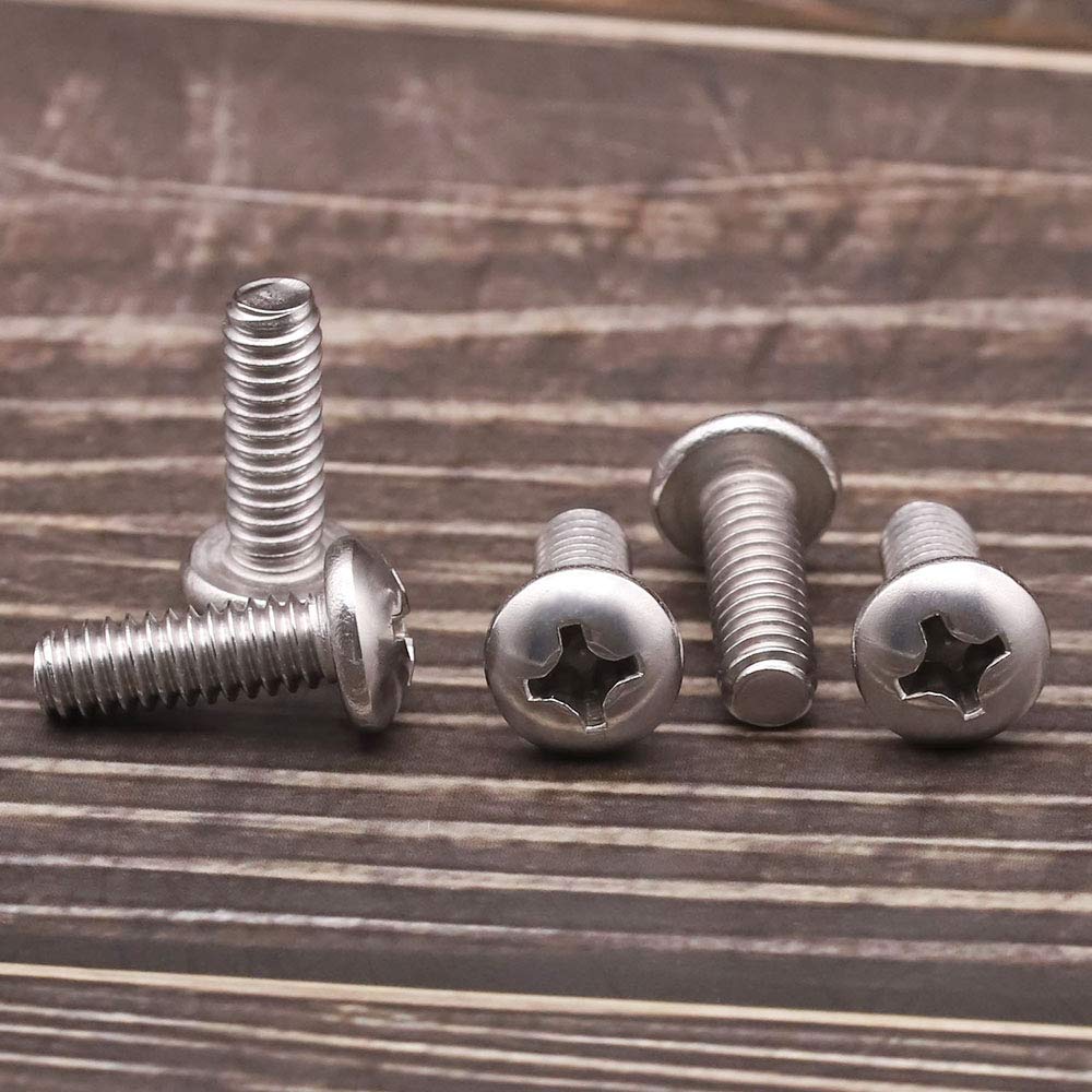 #10-24 x 3/4" Pan Head Machine Screw, Phillips Drive, 304 Stainless Steel 18-8, Bright Finish, Fully Machine Thread, 100 Pcs