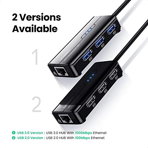 WJCCY USB Hub,USB Ethernet USB 3.0 to RJ45 USB Hub Computer Network Multi-Port Adapter