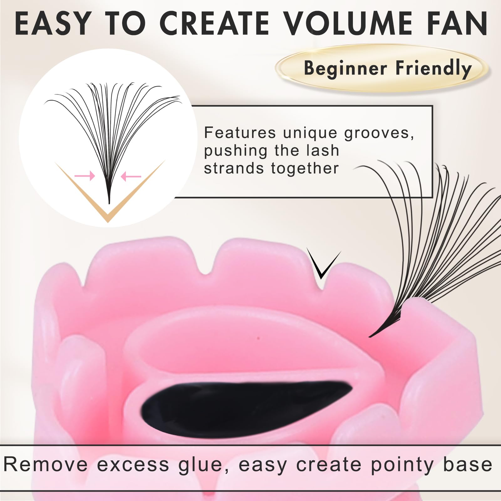 Embagol 100 PCS Glue Rings Smart Glue Cups Lash Glue Holder Heart Glue Cups Lash Glue Rings Fanning Blossom Cups for Eyelash Extensions Pink