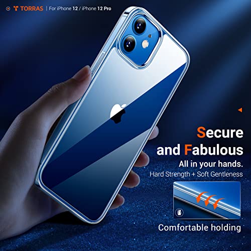 𝟐𝟎𝟐𝟐 𝗨𝗽𝗴𝗿𝗮𝗱𝗲𝗱 TORRAS Diamond Clear iPhone 12 Case/iPhone 12 Pro Case [NO.1 Anti Yellow] [5.0 X-Shock Patent Military Grade Protective] Shockproof Hard Back Slim iPhone 12 Phone Case, Clear