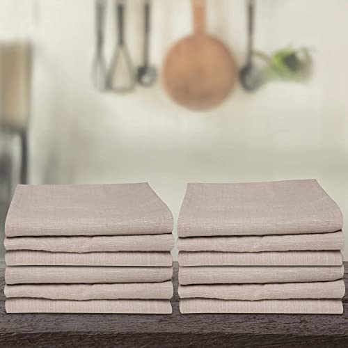 [20"x30", 6 Pack] Premium Kitchen Towels and Dishcloths Sets, Cotton Dish Towels for Kitchen, Beige/White Dish Cloths for Washing Dishes, Hand Towels for Kitchen, Tea Towels & Bar Mops for Kitchen