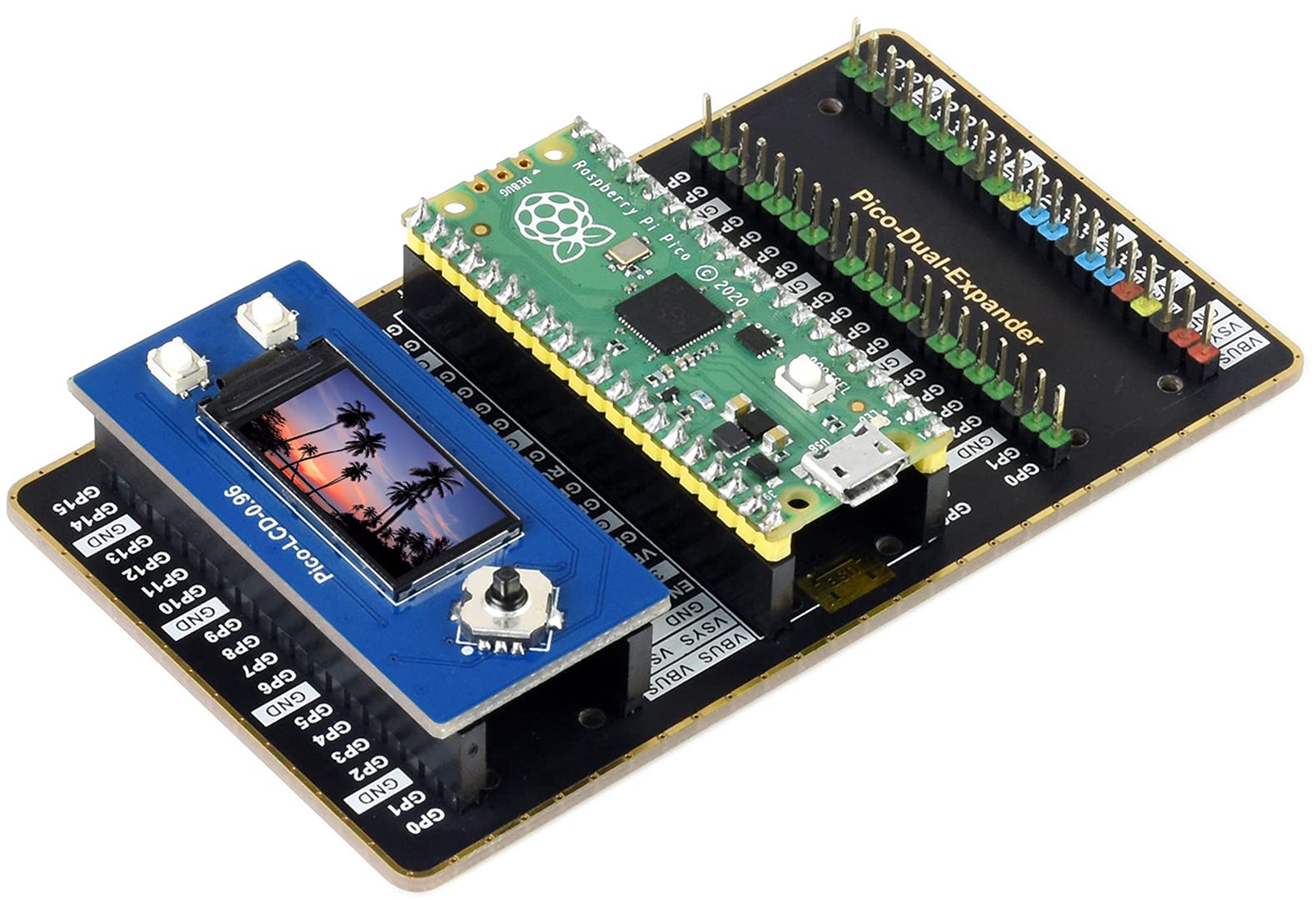 0.96inch LCD Display Module for Raspberry Pi Pico, 160×80 Resolution IPS Screen 65K RGB Display Color SPI Interface ST7735S Driver, with 1x Joystick and 2X User Buttons for Easy Interacting