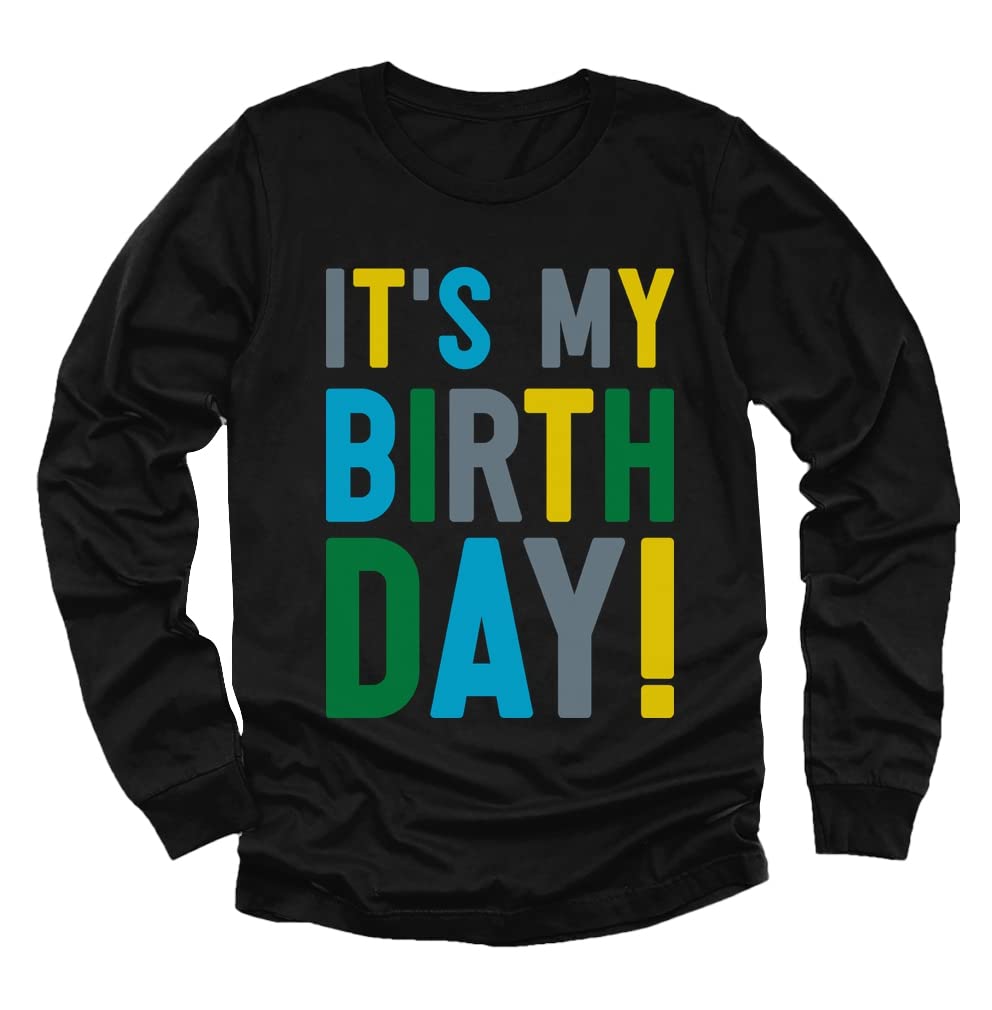 It's My Birthday Toddler Kids Shirt Gifts for Girls Boys 2nd 3rd 4th 5th Bday Toddlers Long Sleeve T-Shirt 3T Black