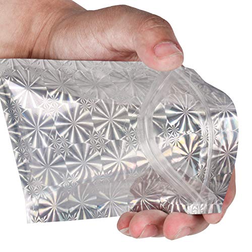 100 Pack Smell Proof Bags - 3x5 Inches Various Size Resealable Clear Ziplock Food Safe Holographic Rainbow Color