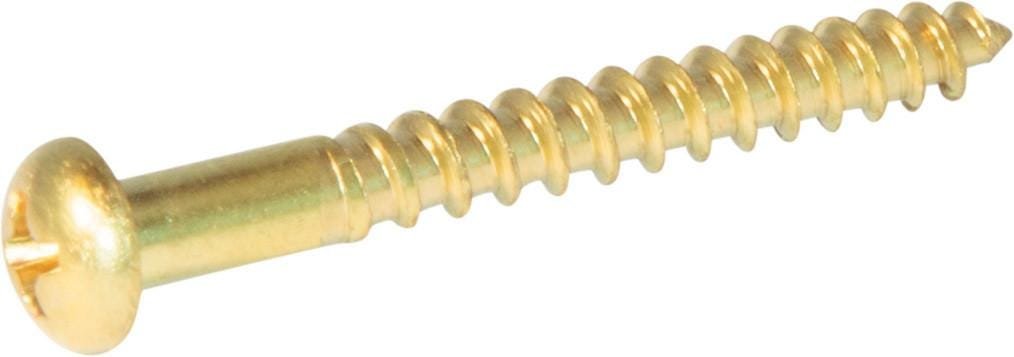 #3 x 5/8 Brass Wood Screws, Round Head, Phillips Drive - (Pack of 1) Solid Brass Plain Finish, Screw Size: #3, Length: 5/8 inches