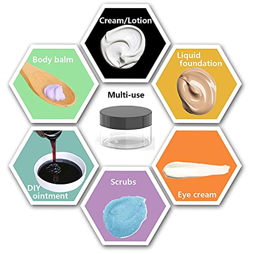 1 Ounce Plastic Cosmetic Jars Leak Proof Clear Container with Lid for Cream, Lotion, Powder, ointment, etc, 12 Pcs.