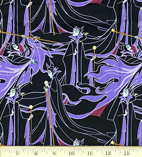 1 Yard - Disney Villains Maleficent in Lavender on Black Cotton Fabric (Great for Quilting, Sewing, Craft Projects, Quilts, Throw Pillows & More) 1 Yard X 44" Wide