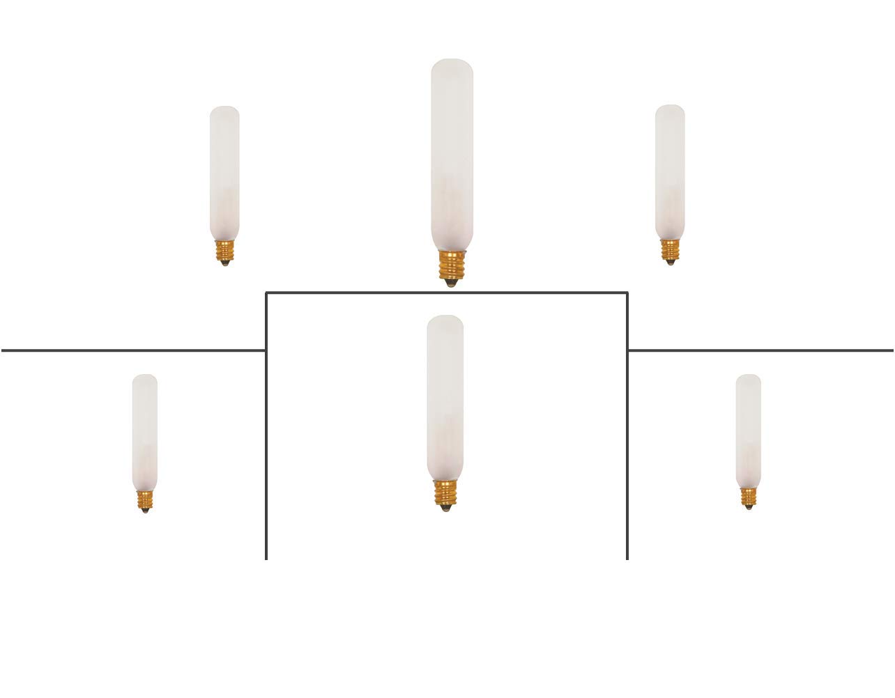 (6 Pack) Satco S3315 15W 120V T6 Frost E12 Candelabra Base Incandescent Light Bulb